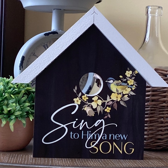 Accents | New Modern Spring Farmhouse Wood Sing To Him New Song Floral ...
